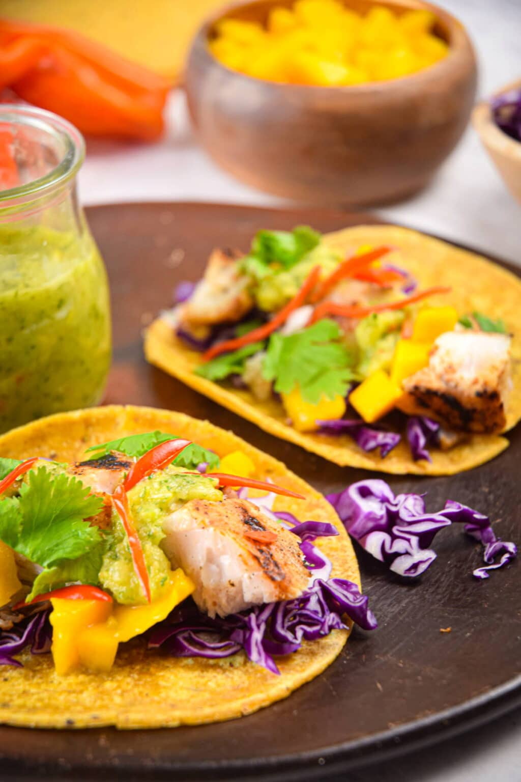 Grilled Halibut Tacos with Salsa Verde - In the Kitch