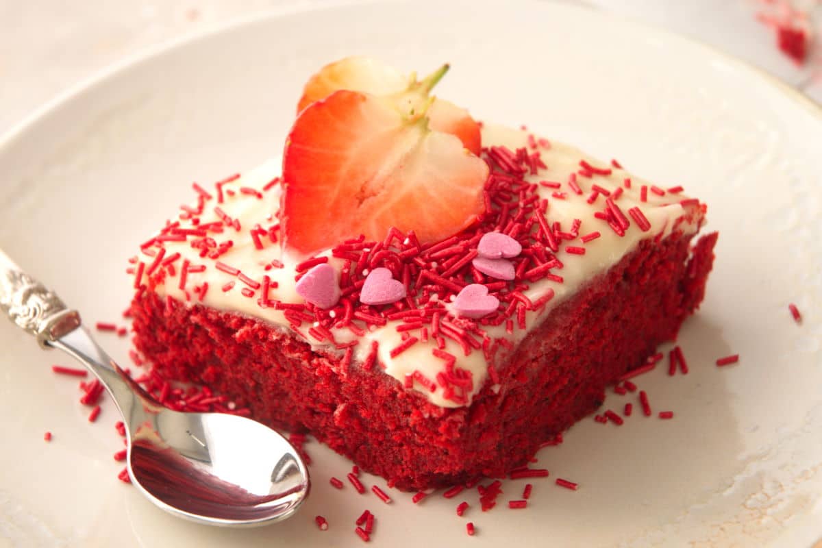Valentine's Day Red Velvet Sheet Cake - In the Kitch