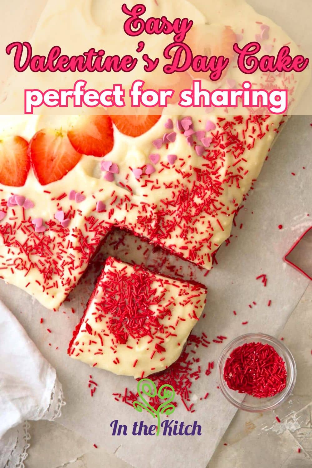 Valentine's Day Red Velvet Sheet Cake - In the Kitch