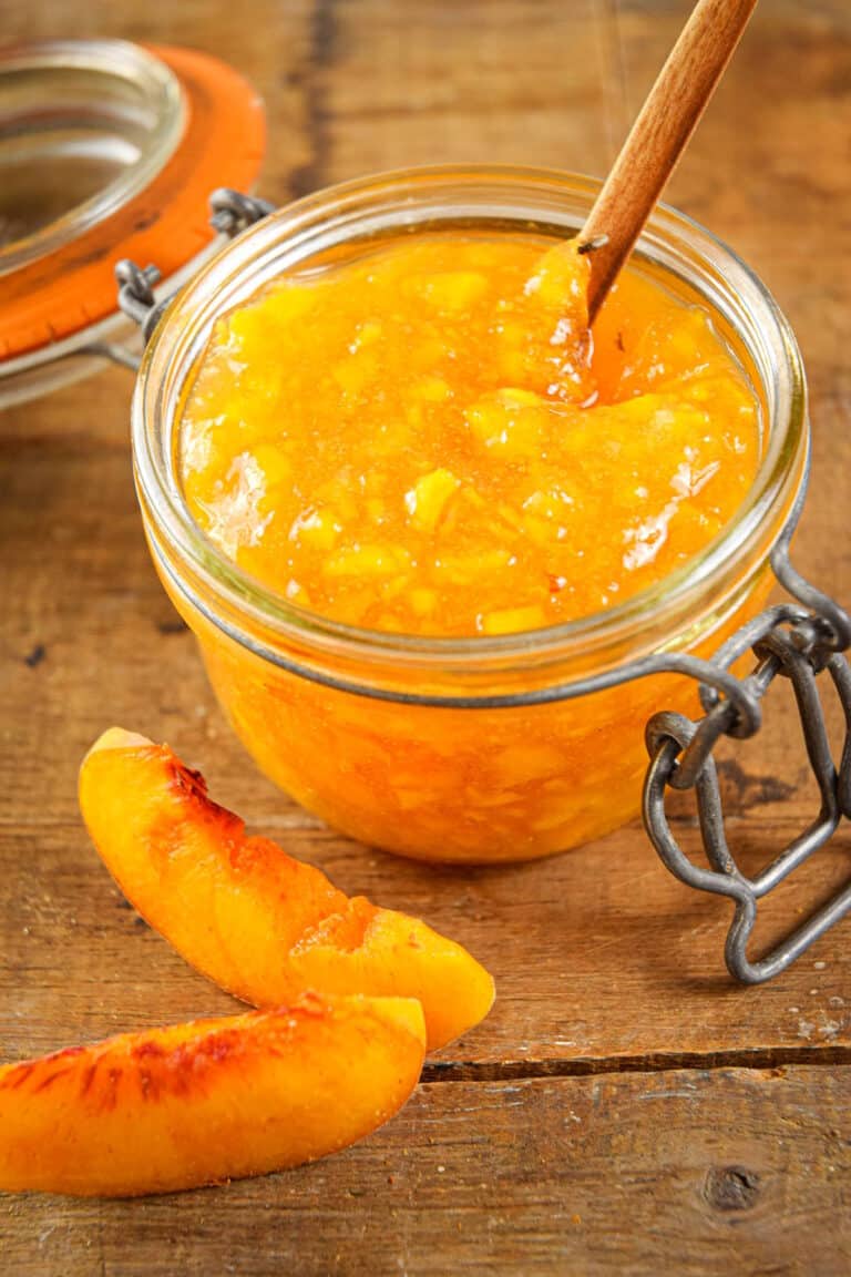 Peach Freezer Jam (Low Sugar) - In the Kitch